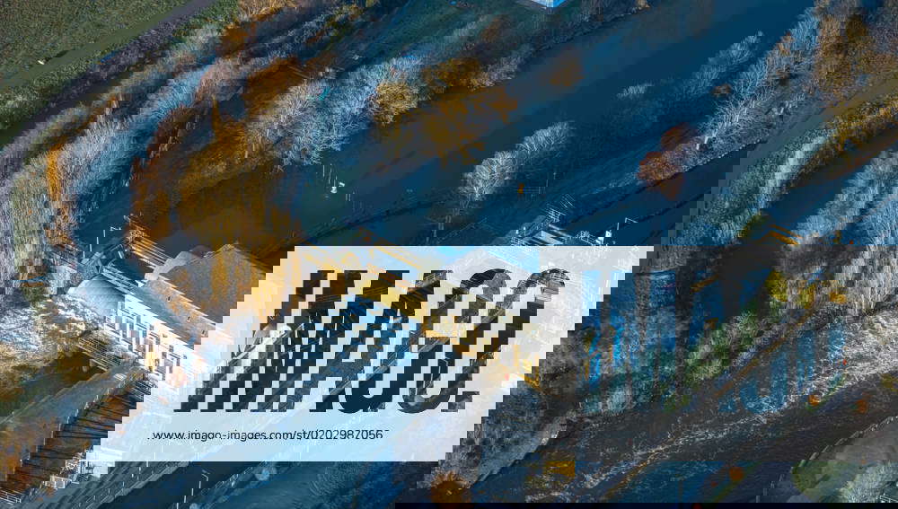 Aerial view, experience area, lock Hamm, river Lippe and Datteln Hamm canal, center, Hamm, Ruhr