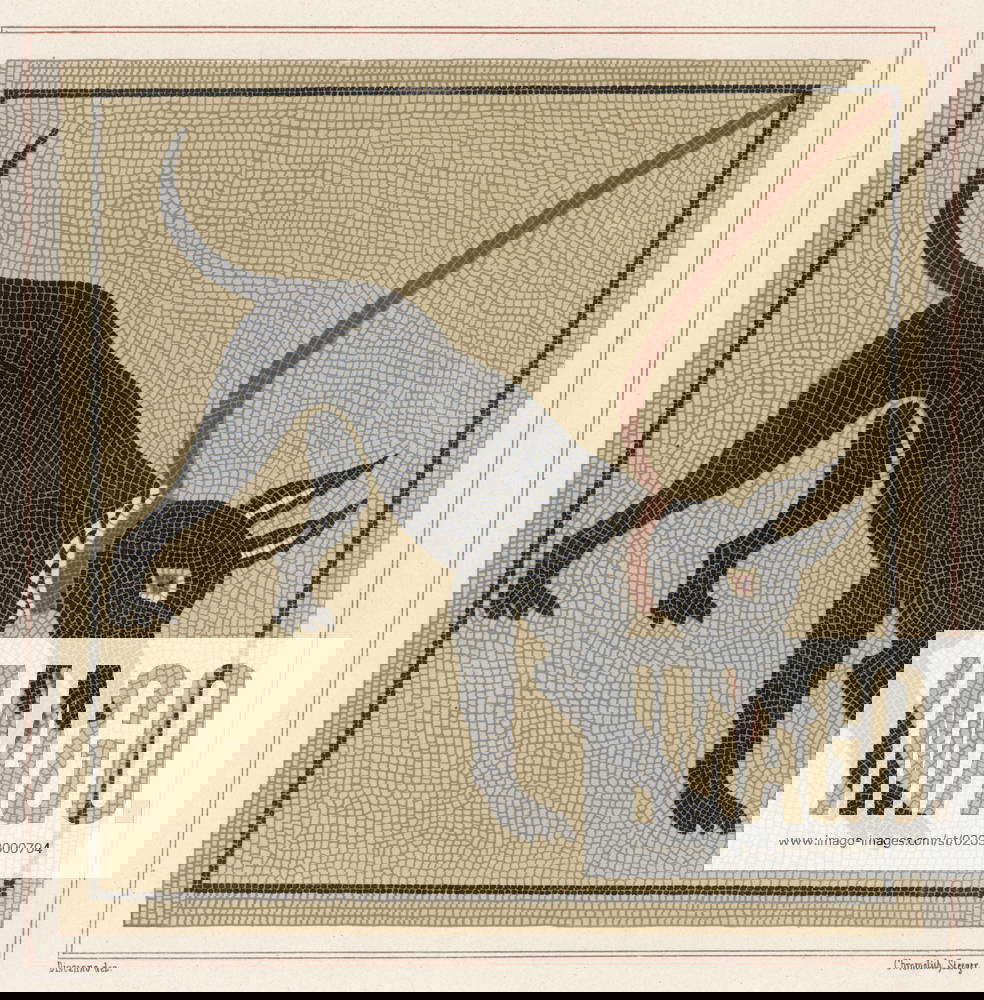 MOSAIC OF ROMAN DOG A mosaic of a Roman dog on a lead Date: Ancient Roman