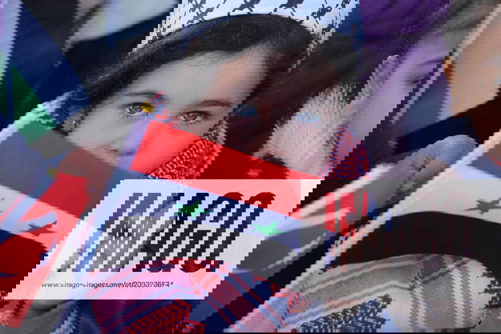 Palestinian childrem attend a gathering in solidarity with the people ...