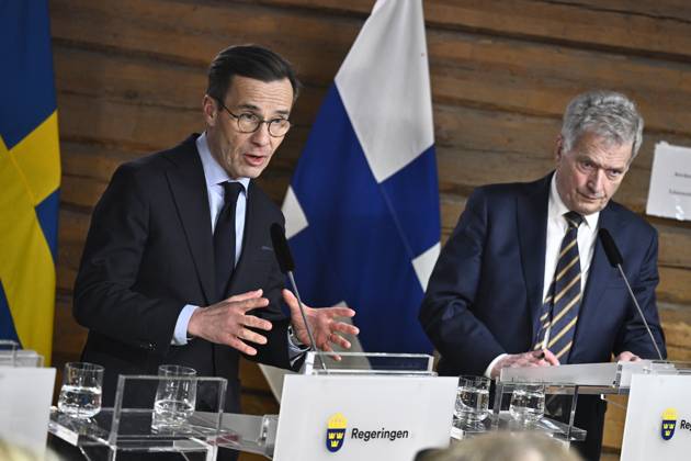 HARPSUND 20220222 Swedish Prime Minister Ulf Kristersson, Finnish President Sauli Niinistö and