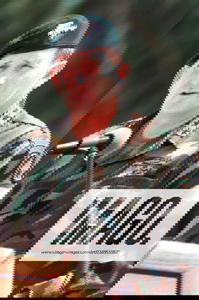 Straight on, medium close-up shot of US Army GEN Peter Shoomaker ...