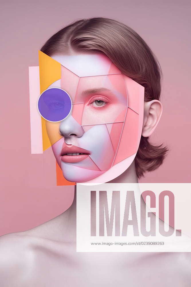 AI GENERATED IMAGE Portrait of stylish woman over pink background with ...