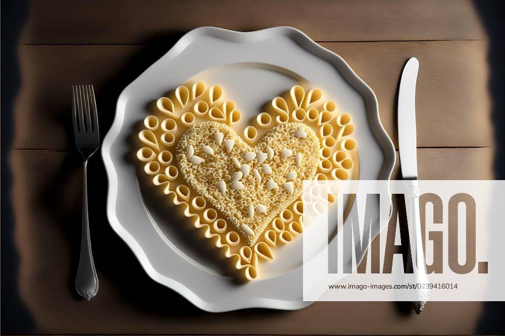 Heart shape pasta made on plate, Heart shape pasta made on plate ...
