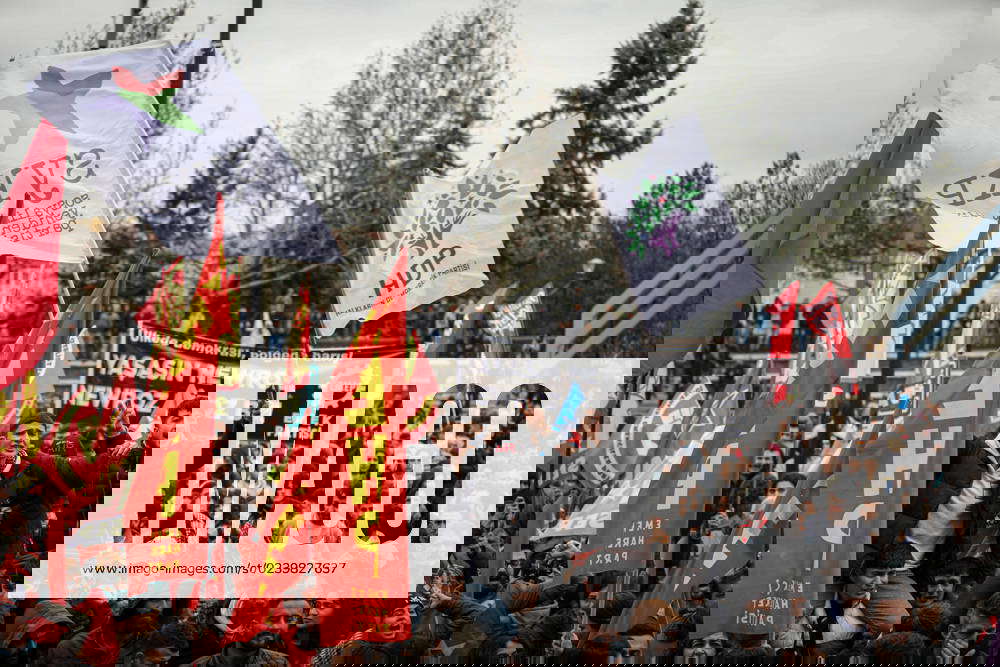 March 19, 2023, Ankara, Turkey: Demonstrators chant slogans and hold ...