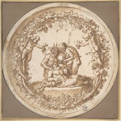 The Drunken SiIenus: Design for the Tazza Farnese, 1599 1600, Pen and ...