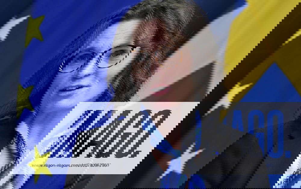 STOCKHOLM 20230331 EU minister Jessika Roswall holds a press briefing ...