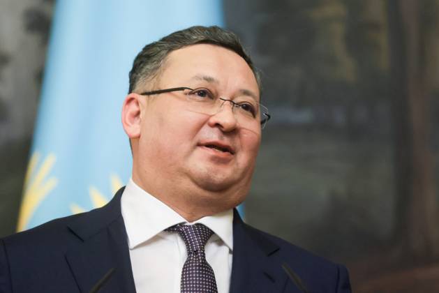 RUSSIA, MOSCOW - : Kazakhstan s Foreign Minister Murat Nurtleu looks on ...