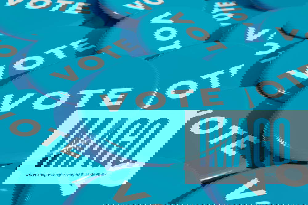 Blue vote badge. Election button in blue. Badges for social or ...