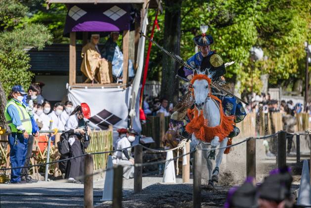 April 16, 2023, Kamakura, Japan: Yabusame (Japanese horseback archery ...