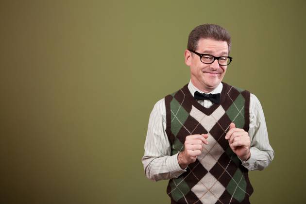 Smiling Nerd Male nerd with bowtie makes a face