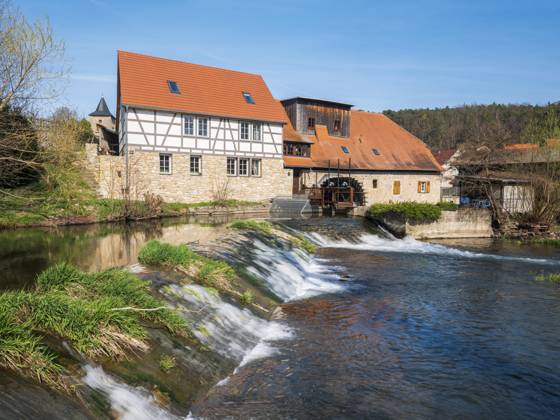 historical Watermill on River Ilm, Buchfart, Weimar Country, Thuringia ...