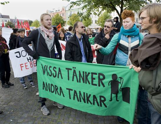 MALMÖ 2008 09 19 European Social Forum, ESF, demonstration in Malmö ...