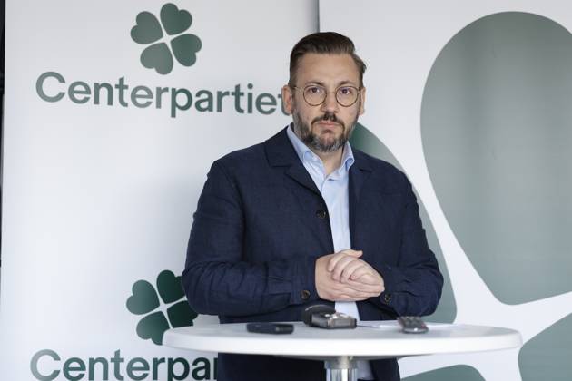 STOCKHOLM 20230602 Center Party leader Muharrem Demirok talks to the ...