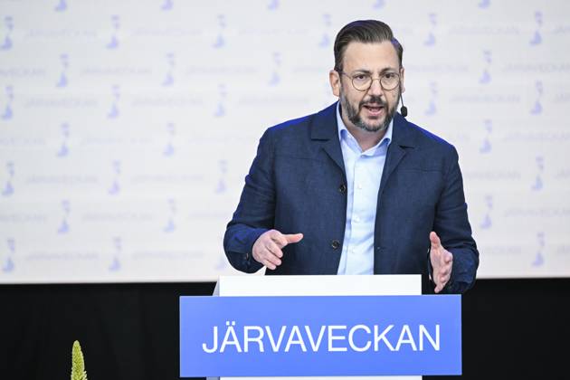 STOCKHOLM 20230602 Center Party leader Muharrem Demirok speaks at Järva ...