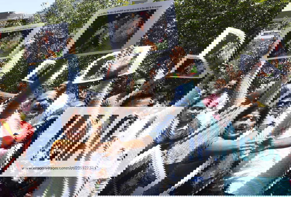 NEW DELHI, INDIA JUNE 8: BJP party workers and supporters shouting slogans against Delhi CM Arvind