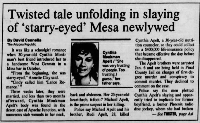 News: Newspaper clippings-Rudi and Michael Apelt Jan 15, 1989; Florence ...