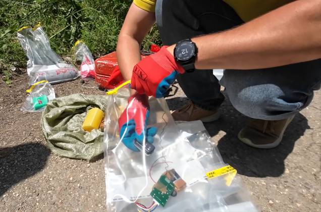 RUSSIA - : Seen in this video screen grab are explosive device ...