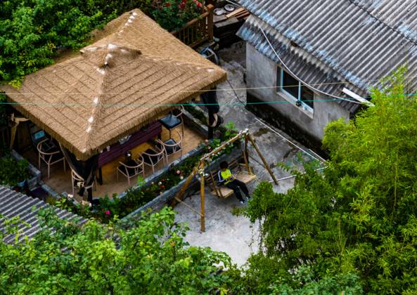 GONGSHAN, This aerial photo taken on shows a section of G219 national ...