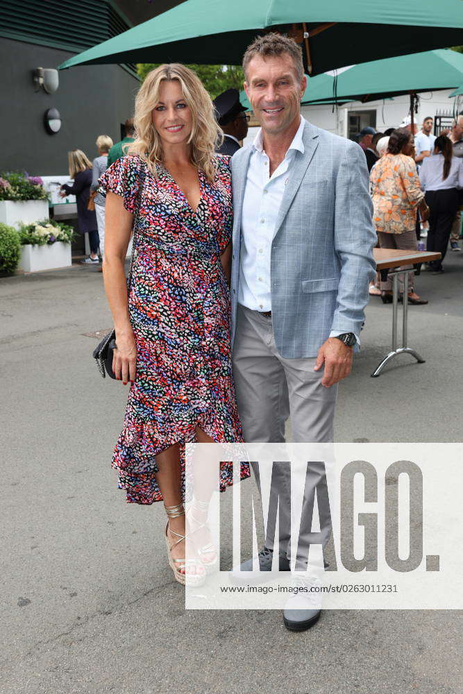 . 08 07 2023. London, United Kingdom. Pat Cash and wife on day six of ...