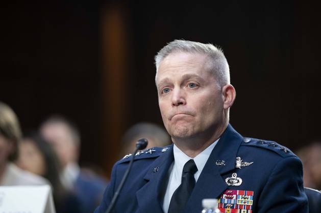 Air Force Lt. Gen. Timothy Haugh looks on during a Senate Select ...