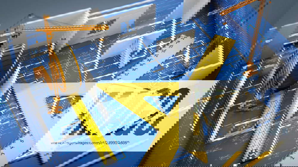 House construction project. 3D illustration House construction project ...