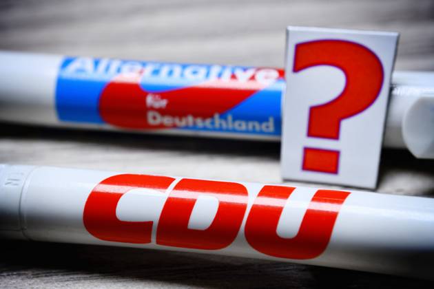 Ballpoint pen with logos of CDU and