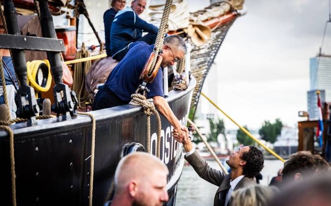 ROTTERDAM - The crew embarks on the Oosterschelde. The Rotterdam ship ...