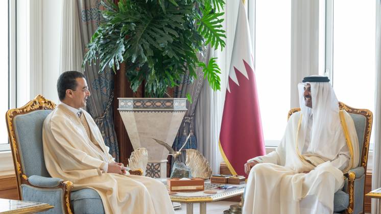 Qatar Emir Sheikh Tamim bin Hamad al-Thani receives the credentials of five new ambassadors to the
