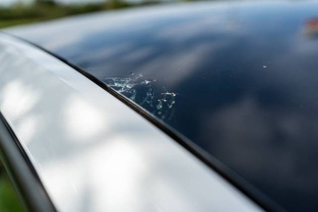 Bavaria, Germany - 15 August 2023: Hail damage after storm on a glass ...