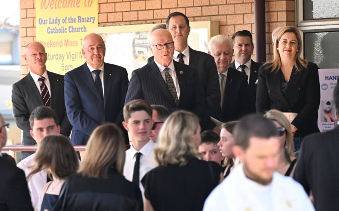 MICHAEL AHERN STATE FUNERAL, Former Queensland Premiers Campbell Newman ...