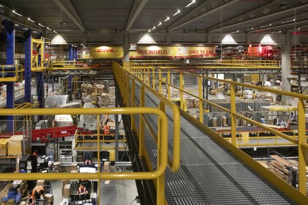 Illustration picture shows the sorting system for packages and parcels ...