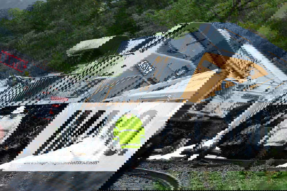 HYATTSVILLE, MD - SEPTEMBER 23: View of a CSX Train derailment carrying ...