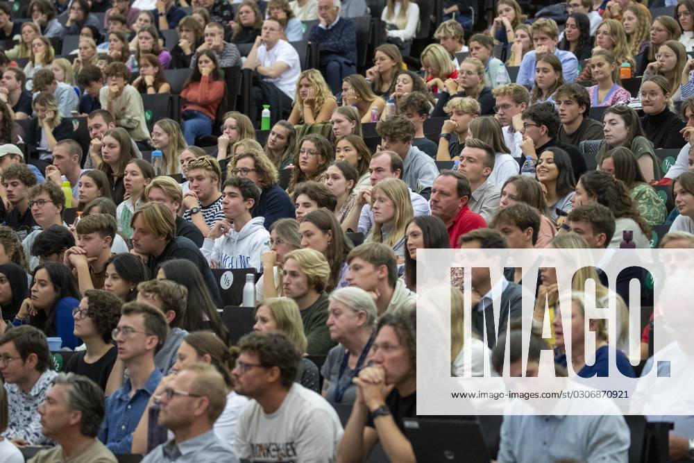 Illustration picture shows students watching the opening Lecture at the ...