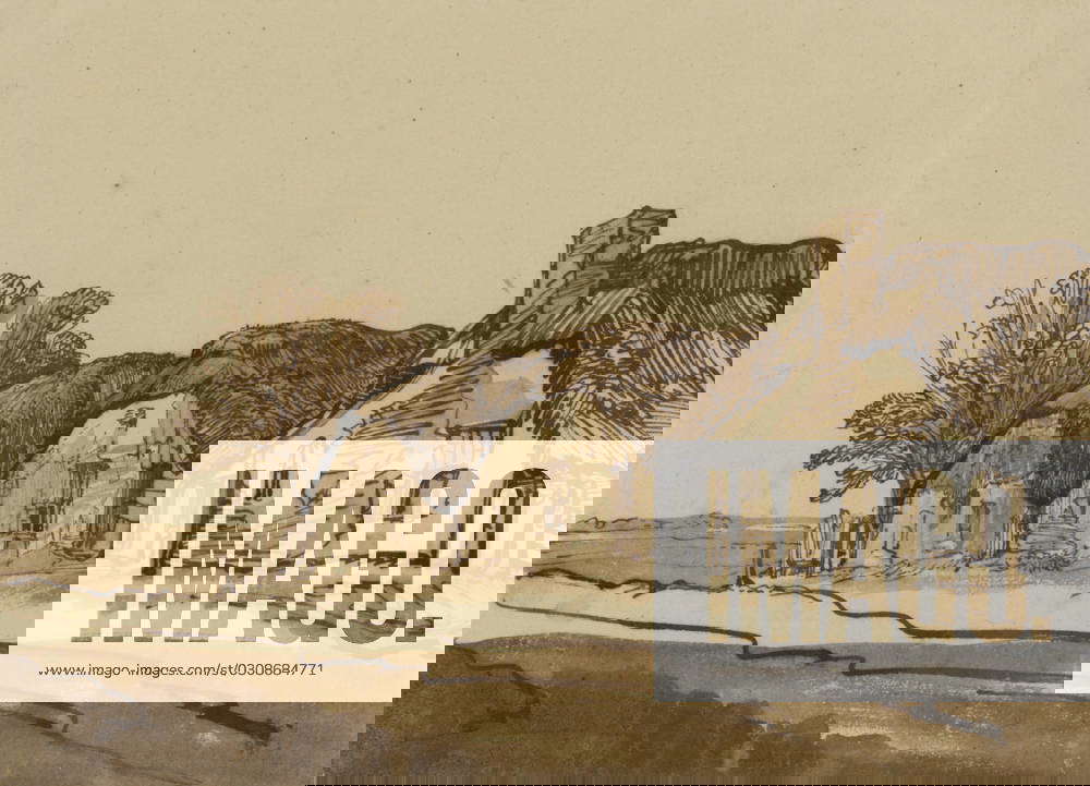 Three cottages by a road