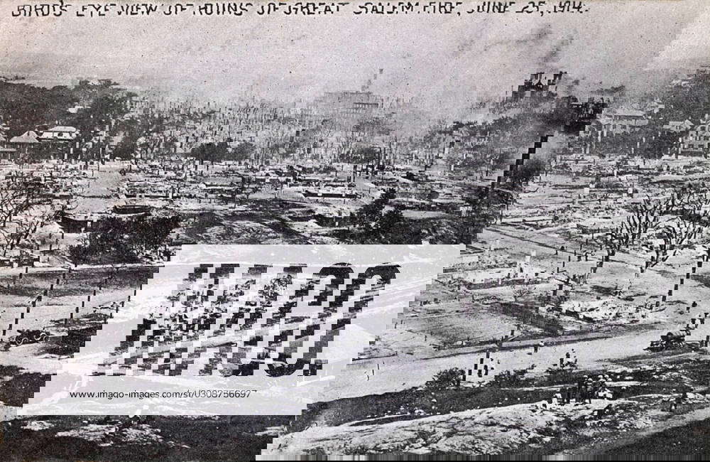 Ruins after great fire, Salem, Massachusetts, USA Aerial view of ruins ...