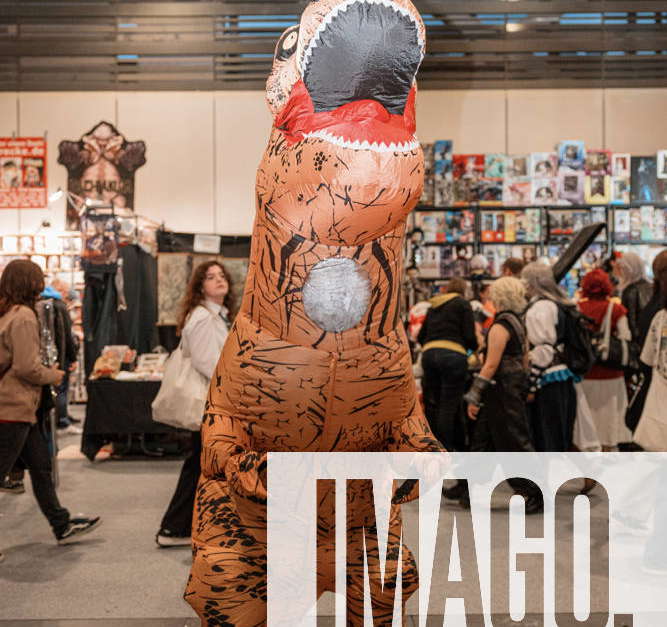 Trade show visitor dressed as T Rex, cosplay, MEX Manga and ...