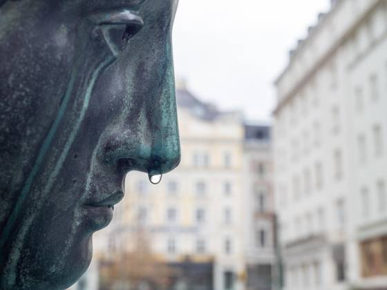 Raindrops at the Nose a Fountain figure, Detail from Thunder Fountain ...