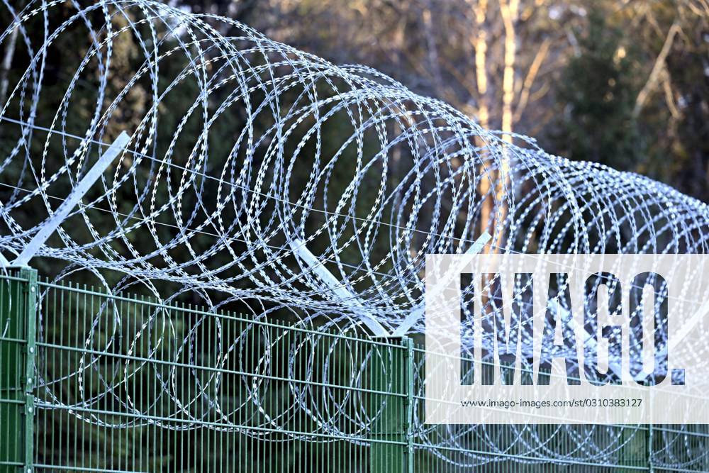 The pilot border fence during the media event of the Finnish Border ...