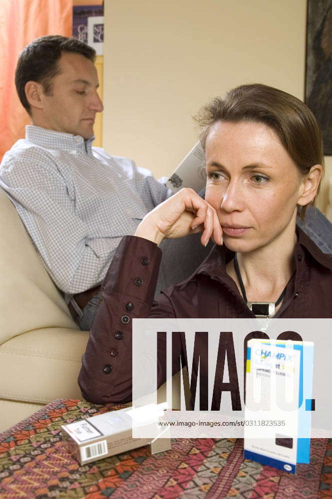 Smoking treatment woman Champix (active molecule : Varenicline) is a ...