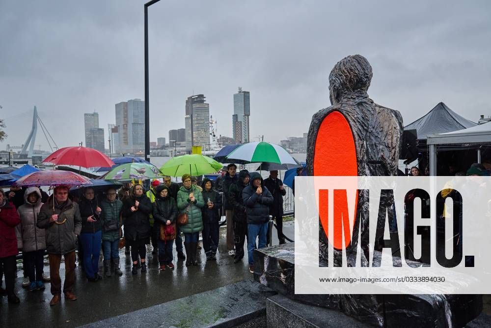 ROTTERDAM - people look at the just-unveiled statue during the ...