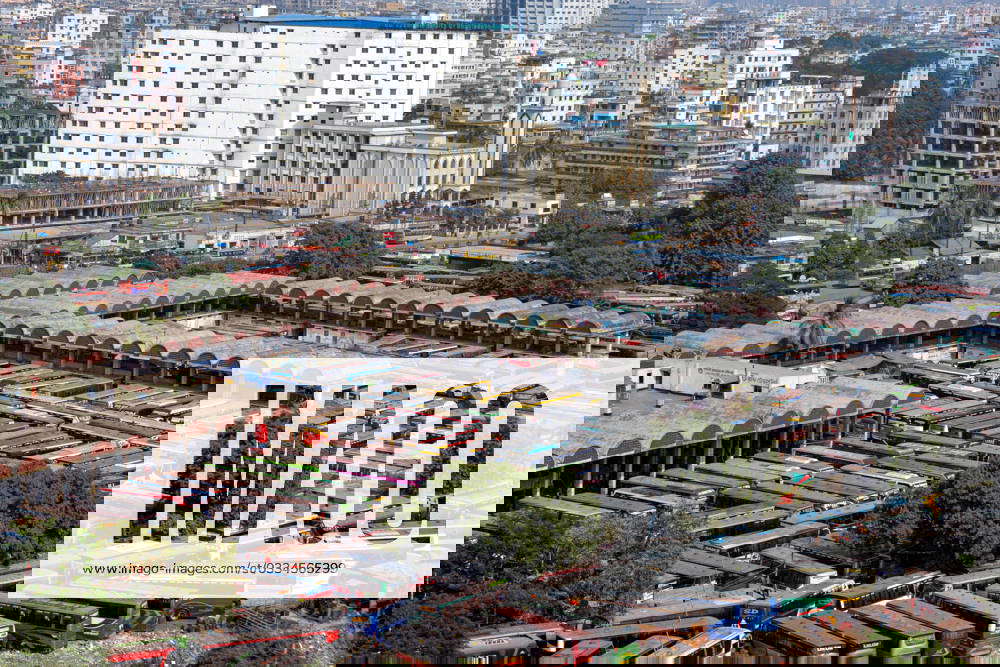 Transport Blockade In Bangladesch Ariel view of buses parked at Inter ...