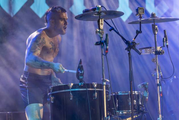 Soft Play perform at Leeds Festival Drummer Isaac Holman of UK Rock ...