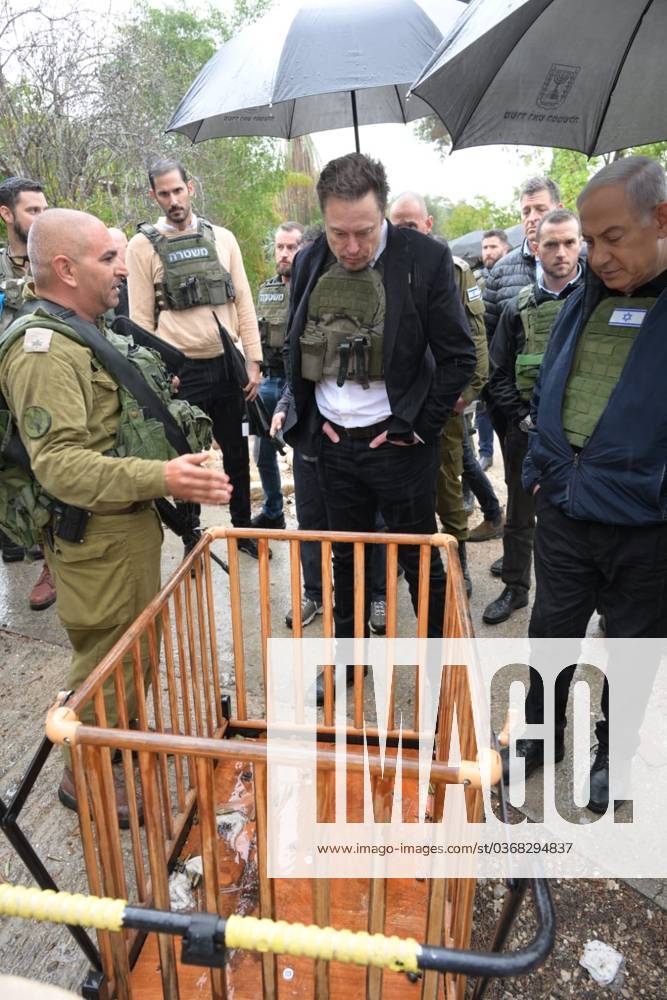 Israeli Prime Minister Benjamin Netanyahu and Elon Musk are briefed by ...