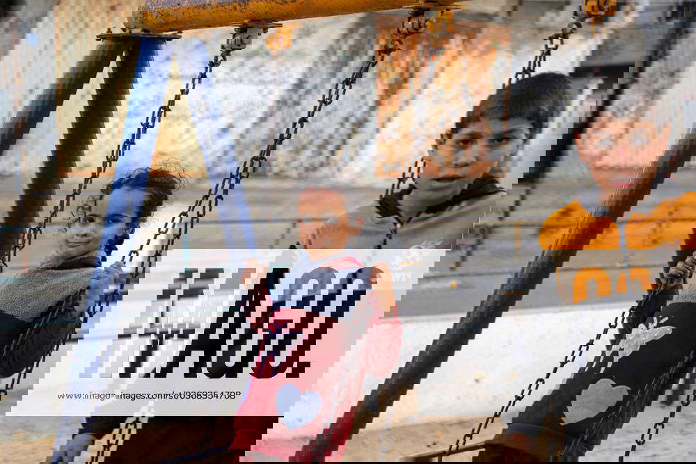 GAZA, Nov. 27, 2023 -- Children play at a playground in the southern ...