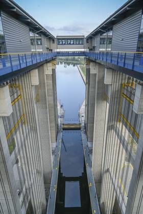View into the trough, New Niederfinow North Ships Hoist, Brandenburg