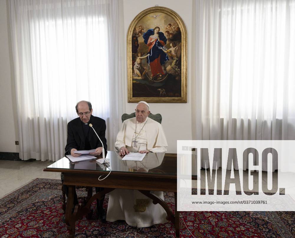 ITALY - POPE FRANCIS RECITING THE ANGELUS DOMINI AT CASA SANTA MARTA IN ...