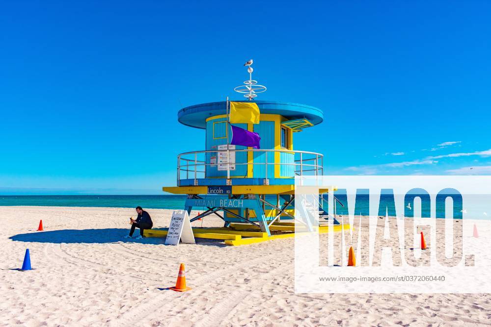 Lifeguard station on the beach in Miami Beach Lifeguard station on the ...