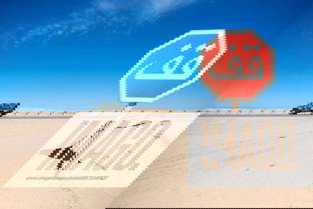 A stop sign on the road to Ad Dakhla Western Sahara Morocco A stop sign ...