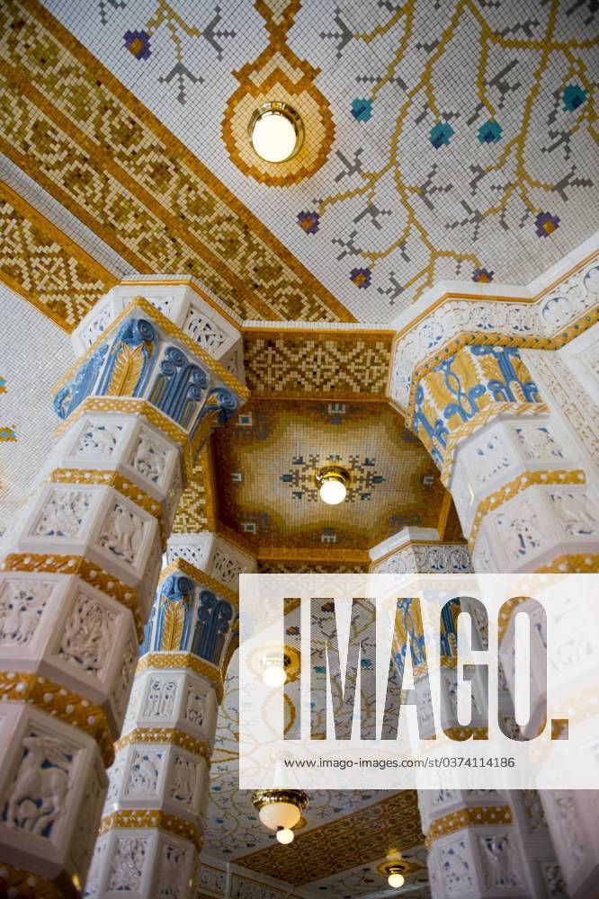 Interior of the art deco CafÃ Imperial which has been the most famous ...