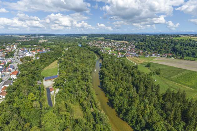 View of the municipality of Garching an der Alz in Upper Bavaria ...